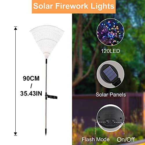 Nantala Solar Firework Lights, Outdoor Solar Garden Lights Waterproof,8 Lighting Modes 120 LED Twinkling and Steady, Suitable for Gardens, courtyards, Parties, Flowerbed (2 Pack, Colorful)