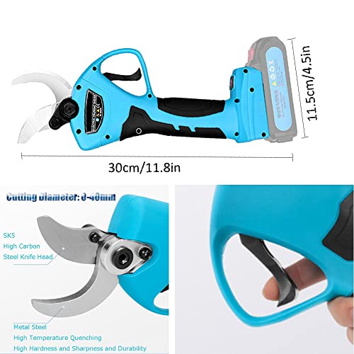 Vrseis Electric Pruning Shears for Garden Lithium Battery Powered Secateur 40mm/1.57 Inch Tree Branch Cutters Cordless Pruning Shears with Toolbox (Size : 4.0 Cordless 1 Battery)