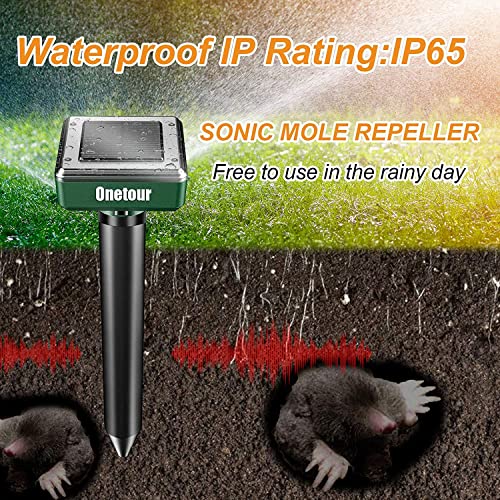 Pack of 4 Solar Mole Repellent Sonic Gopher Repellent Vole Chaser Mole Deterrent Sonic Spikes Rodent Repellent Ultrasonic Pest Control Outdoor Keep Moles Out of Yard Lawn