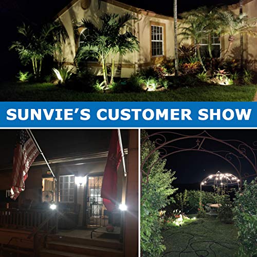 SUNVIE Outdoor Landscape LED Lighting 12W Waterproof Garden Lights COB Led Spotlights with Spiked Stand for Lawn Decorative Lamp US 3- Plug 3000K Warm White (2 Packs)