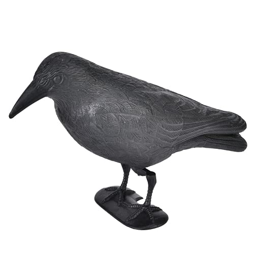 01 Simulation Crow Desktop Decor, Simulation Crow Long Service Time Durable for Halloween for Garden Decoration for Hunting Bait(Black)