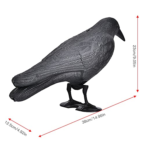 01 Simulation Crow Desktop Decor, Simulation Crow Long Service Time Durable for Halloween for Garden Decoration for Hunting Bait(Black)