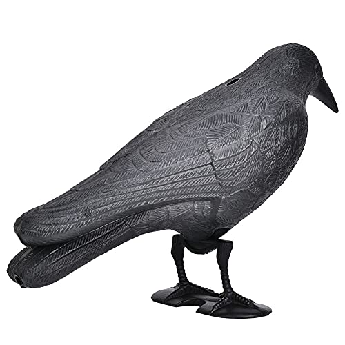 01 Simulation Crow Desktop Decor, Simulation Crow Long Service Time Durable for Halloween for Garden Decoration for Hunting Bait(Black)