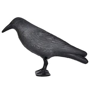 01 Simulation Crow Desktop Decor, Simulation Crow Long Service Time Durable for Halloween for Garden Decoration for Hunting Bait(Black)