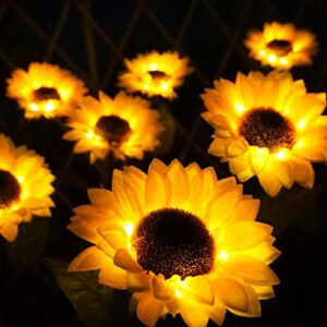 epicgadget outdoor solar garden sunflowers solar lights – outdoor led lighting waterproof flowers garden decorative stake light for walkway pathway backyard christmas decoration parties (2 pieces)