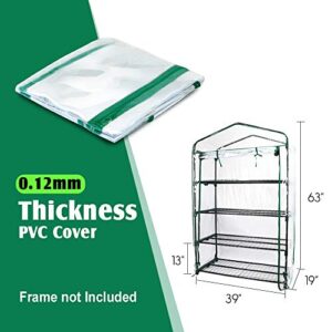 Solution4Patio Expert in Garden Creation #G310B00-US Transparent PVC Greenhouse Replacement Cover Fit for Upgrade Wider 4-Tier Shelves, Frame Size 39 in. W x 19 in. D x 63 in. H (Frame Not Included)