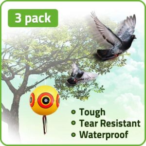 De-Bird Balloon Bird Repellent - 3-Pk - Fast and Effective Solution to Pest Problems - Scary Eye Balloons Keep Birds Away from House, Garden Crops, Swimming Pools & More