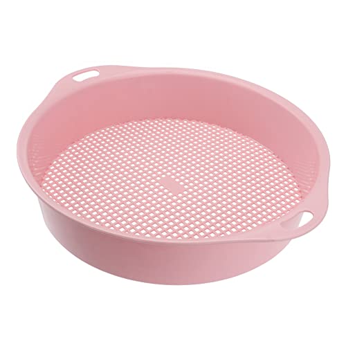 Yardwe Garden Sieve，1PC Plastic Mesh Soil Sieve Mesh Screen with Handle, Sifting Pan for Home Plant Gardening Round Shaped (Pink)