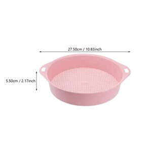 Yardwe Garden Sieve，1PC Plastic Mesh Soil Sieve Mesh Screen with Handle, Sifting Pan for Home Plant Gardening Round Shaped (Pink)