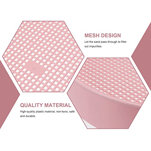 Yardwe Garden Sieve，1PC Plastic Mesh Soil Sieve Mesh Screen with Handle, Sifting Pan for Home Plant Gardening Round Shaped (Pink)