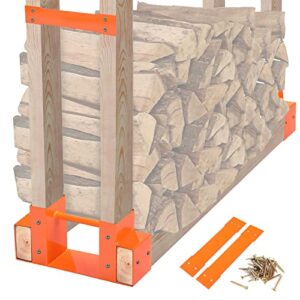 mofeez outdoor firewood log storage rack 2×4 bracket kit, fireplace wood storage holder, adjustable to any length – orange, two bases