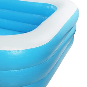 Inflatable Swimming Pool, 305x183x60cm Rectangle PVC Blow Up Pool Outdoor Lounge Pool for Kids, Adults, Outdoor, Garden, Backyard