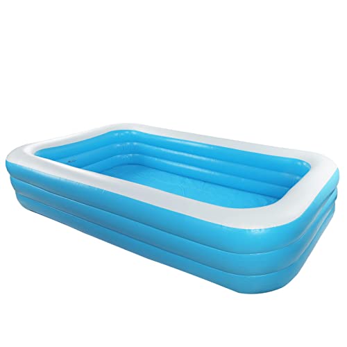 Inflatable Swimming Pool, 305x183x60cm Rectangle PVC Blow Up Pool Outdoor Lounge Pool for Kids, Adults, Outdoor, Garden, Backyard