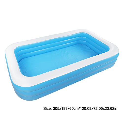 Inflatable Swimming Pool, 305x183x60cm Rectangle PVC Blow Up Pool Outdoor Lounge Pool for Kids, Adults, Outdoor, Garden, Backyard