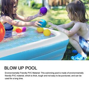 Inflatable Swimming Pool, 305x183x60cm Rectangle PVC Blow Up Pool Outdoor Lounge Pool for Kids, Adults, Outdoor, Garden, Backyard