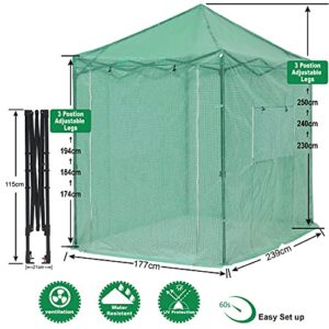 ABCCANOPY 8'x6' Pop Up Greenhouse Walk-in Garden Greenhouse for Indoor Outdoor Gardening with Roll-Up Door and Windows