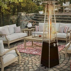 FOOWIN Pyramid Patio Propane Heater, 2 in 1 Patio Propane Heater with Detachable table, 48,000 Btu Patio Outdoor Heater Gift Waterproof Cover ,Quartz Glass Tube Propane Heater (Hammered Bronze)