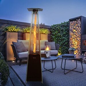 FOOWIN Pyramid Patio Propane Heater, 2 in 1 Patio Propane Heater with Detachable table, 48,000 Btu Patio Outdoor Heater Gift Waterproof Cover ,Quartz Glass Tube Propane Heater (Hammered Bronze)