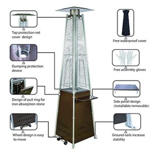 FOOWIN Pyramid Patio Propane Heater, 2 in 1 Patio Propane Heater with Detachable table, 48,000 Btu Patio Outdoor Heater Gift Waterproof Cover ,Quartz Glass Tube Propane Heater (Hammered Bronze)