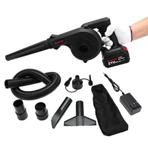 mini blower black,2- in-1 cordless small blower with 21v lithium battery,compact blower for inflating,blowing leaf,clearing dust & small trash,car,computer host,hard to clean corner by shintyool