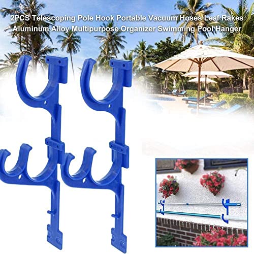 Jkapagzy Pool Pole Hanger Leaf Rakes Vacuum Hose with Screw Brushes Tools Plastic Outdoor Garden Holder Multi Blue Purpose Skimmers