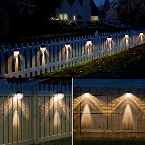 ENTOVE Solar Fence Lights, Solar Deck Lights Outdoor Waterproof Led, Landscape Solar Lights Outdoor Decorative for Wall, Yard, Garden, Stairs, Patio, Garage, Front Door, Swimming Pool, Shed 4 Pack