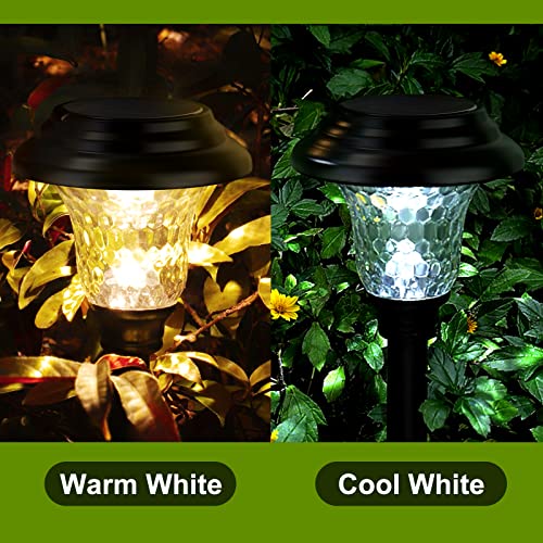 Balhvit Upgraded Glass Solar Lights Outdoor Caps, Pathway Lights Replacement Top Part Panel, 900mAh Battery Capacity Garden Light Caps, Stainless Steel LED Landscape Lighting (NO Battery Included)