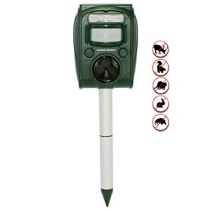 garden secrets compact solar ultrasonic animal repellent. skunk raccoon deer coyote cat rat mice etc deterrent. keep pests away from your property within 2-4 weeks. whole year full warranty (1)