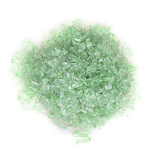 Shiny Stone High Luster Reflective Fire Glass Gravel,Fire Gems,Fire Drops,Fire Glass Pebbles Stones Beads Chips for Fire Pit Fish Tank Aquarium Garden,3-6mm 305g/0.67lb (Light Green)