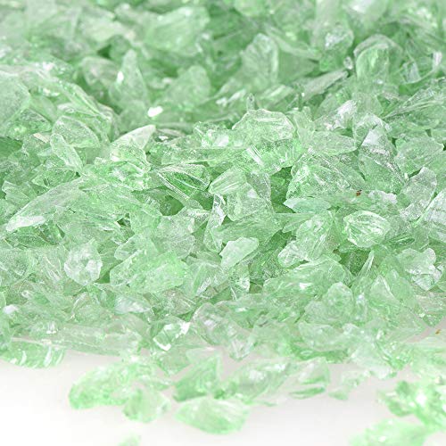 Shiny Stone High Luster Reflective Fire Glass Gravel,Fire Gems,Fire Drops,Fire Glass Pebbles Stones Beads Chips for Fire Pit Fish Tank Aquarium Garden,3-6mm 305g/0.67lb (Light Green)