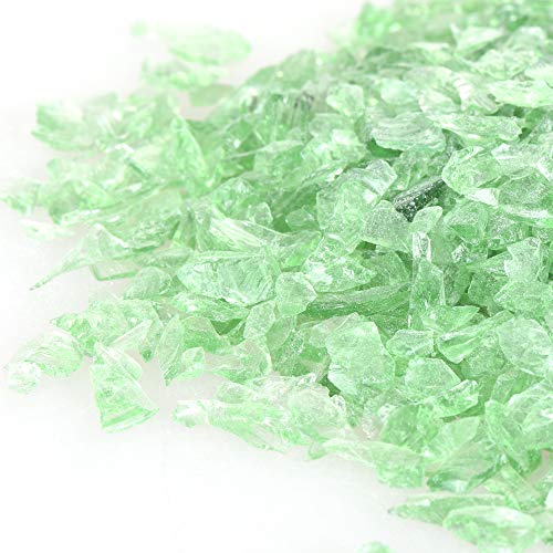 Shiny Stone High Luster Reflective Fire Glass Gravel,Fire Gems,Fire Drops,Fire Glass Pebbles Stones Beads Chips for Fire Pit Fish Tank Aquarium Garden,3-6mm 305g/0.67lb (Light Green)