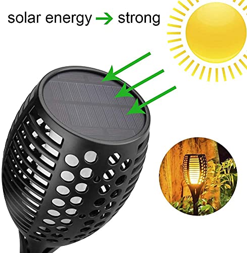 YKB Solar Lights Outdoor Upgraded, Solar Torch Light with Flickering Flame Landscape Lighting Patio Decor Dusk to Dawn Auto On/Off 96 LED Solar Pathway Lights 4 Pack for Deck Yard Garden Driveway