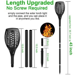 YKB Solar Lights Outdoor Upgraded, Solar Torch Light with Flickering Flame Landscape Lighting Patio Decor Dusk to Dawn Auto On/Off 96 LED Solar Pathway Lights 4 Pack for Deck Yard Garden Driveway