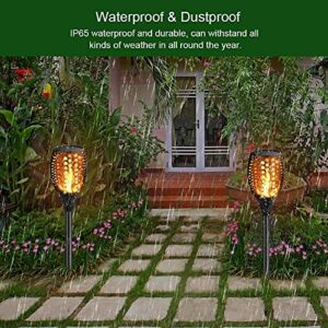 YKB Solar Lights Outdoor Upgraded, Solar Torch Light with Flickering Flame Landscape Lighting Patio Decor Dusk to Dawn Auto On/Off 96 LED Solar Pathway Lights 4 Pack for Deck Yard Garden Driveway