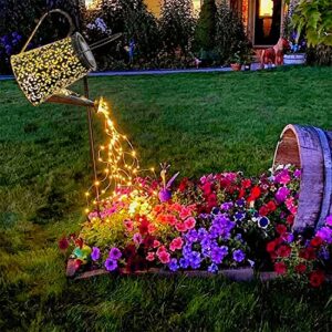 solar watering can outdoor string lights metal hanging lantern waterproof garden decorations outside yard porch lawn backyard landscape pathway decor