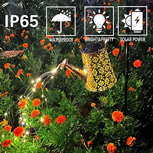 Solar Watering Can Outdoor String Lights Metal Hanging Lantern Waterproof Garden Decorations Outside Yard Porch Lawn Backyard Landscape Pathway Decor