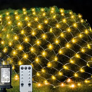 sankuu 9.8ft x 6.6ft 200 led net lights outdoor shrubs lights fairy string lights led christmas warm bushes lights for holiday,garden, bedroom, bush,garden outdoor indoor decoration (warm white)