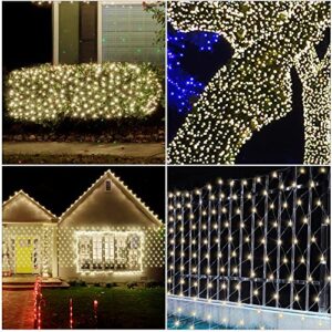 SANKUU 9.8ft X 6.6ft 200 LED Net Lights Outdoor Shrubs Lights Fairy String Lights LED Christmas Warm Bushes Lights for Holiday,Garden, Bedroom, Bush,Garden Outdoor Indoor Decoration (Warm White)