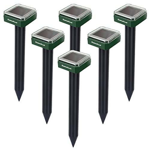 Solar Mole Repeller Gopher Repellent Ultrasonic Solar Powered 6pcs Pest Repeller for Mole Repeller Rodent Gopher Deterrent Vole Chaser for Lawn Yard & Garden of Outdoor Use 6 Packs