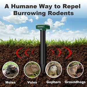 Solar Mole Repeller Gopher Repellent Ultrasonic Solar Powered 6pcs Pest Repeller for Mole Repeller Rodent Gopher Deterrent Vole Chaser for Lawn Yard & Garden of Outdoor Use 6 Packs