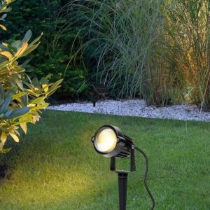 Warm White Spot Lights, LED Landscape Lighting Lights, 5W 3000K Outdoor Spot Lights with Spiked Stand IP65 Waterproof Garden Spotlight for Yard House Lawn Flag Decorative Lamp US 3- Plug (4 Lights)