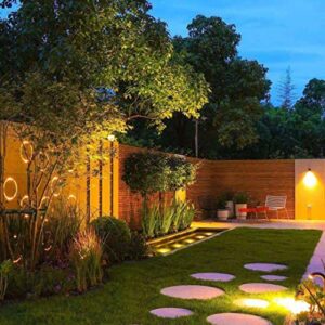 Warm White Spot Lights, LED Landscape Lighting Lights, 5W 3000K Outdoor Spot Lights with Spiked Stand IP65 Waterproof Garden Spotlight for Yard House Lawn Flag Decorative Lamp US 3- Plug (4 Lights)