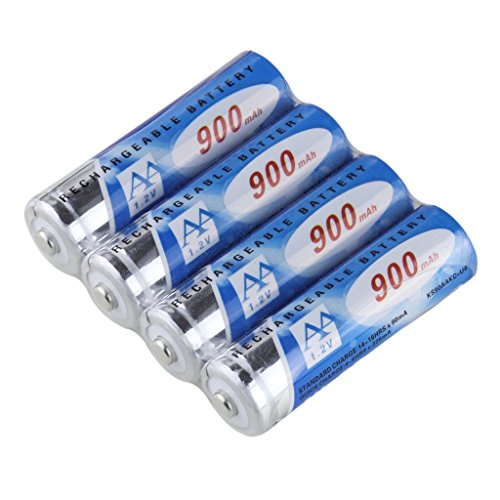 KINSUN 4-Pack Rechargeable Batteries 1.2V Ni-Cd AA 900mAh for Outdoor Solar Garden Light Landscape Lights Path Lights