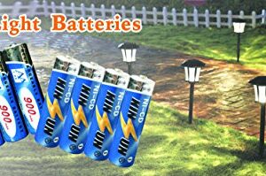 KINSUN 4-Pack Rechargeable Batteries 1.2V Ni-Cd AA 900mAh for Outdoor Solar Garden Light Landscape Lights Path Lights