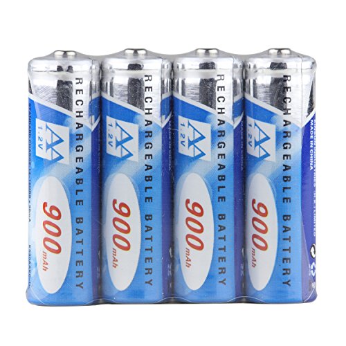 KINSUN 4-Pack Rechargeable Batteries 1.2V Ni-Cd AA 900mAh for Outdoor Solar Garden Light Landscape Lights Path Lights