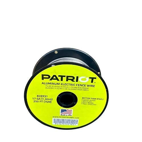 Patriot PE2 Electric Fence Energizer Plus 250-Feet Made in U.S.A. 17 Gauge Spool Aluminum Wire for Containing Pets and Keeping Out Small Nuisance Animals