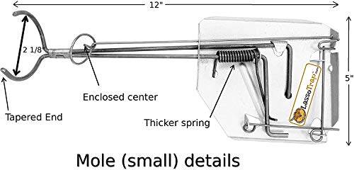 MOLE Trap (Pack of 2) LASSO Galvanized & Oil Hardened Steel// Super Cost-Effective, Reusable, Durable Animal Best in The Lawn, Yard, Garden, Farm, All Outdoor Settings w/ Manual (Small) 2 1/8inch