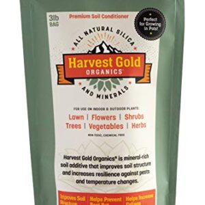 Harvest Gold Organics - Organic Soil Conditioner, Natural Soil Amendment for Houseplants, Flowers, Lawns, Gardens and Trees, Provides Natural Silica and Micronutrients for Plants (3 Pound Bag)