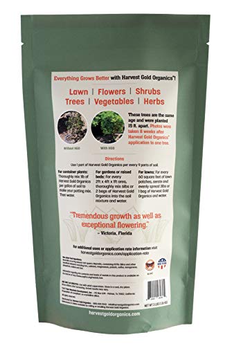 Harvest Gold Organics - Organic Soil Conditioner, Natural Soil Amendment for Houseplants, Flowers, Lawns, Gardens and Trees, Provides Natural Silica and Micronutrients for Plants (3 Pound Bag)