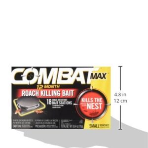 Combat Max 12 Month Roach Killing Bait, Small Roach Bait Station, Child-Resistant, 18 Count